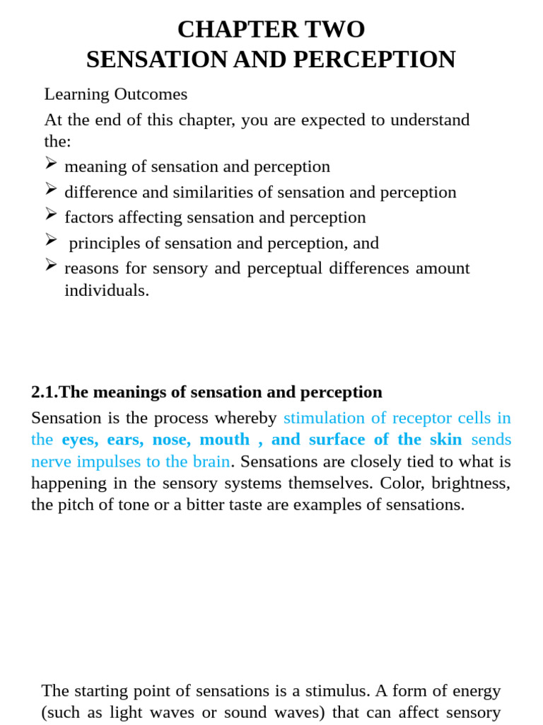 Chapter 2 | PDF | Perception | Senses