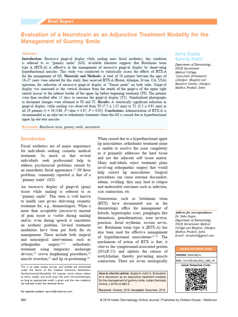 Evaluation of A Neurotoxin As An Adjunctive.9 | PDF