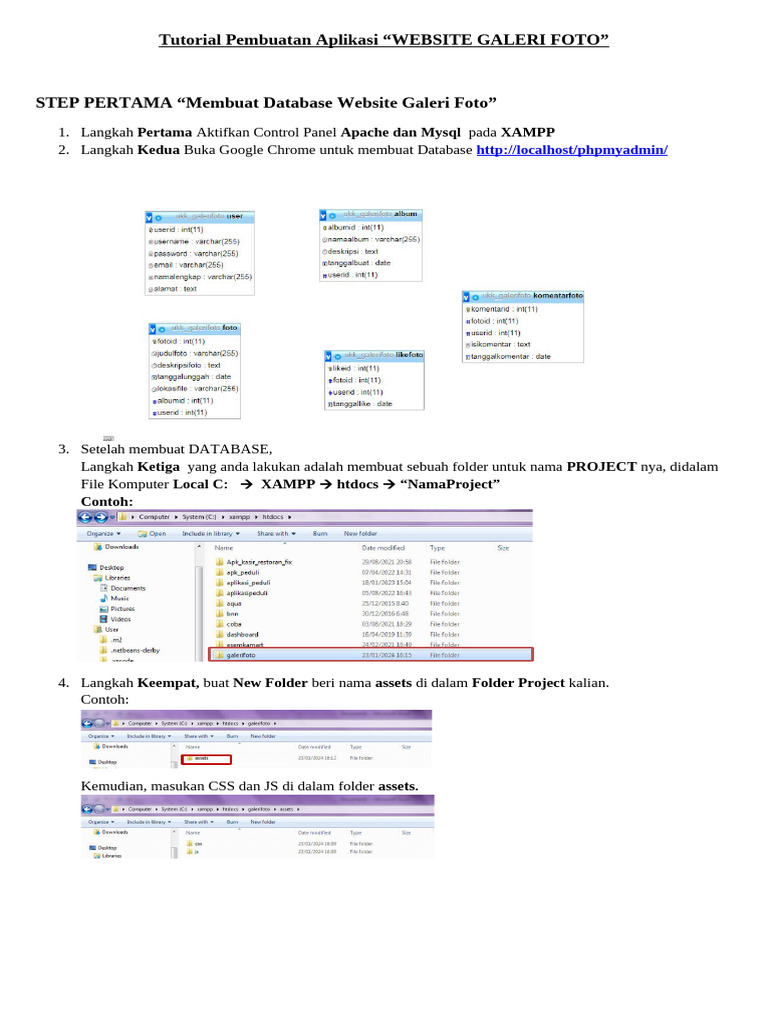 Tutorial Pembuatan Aplikasi Website Galeri Foto | PDF