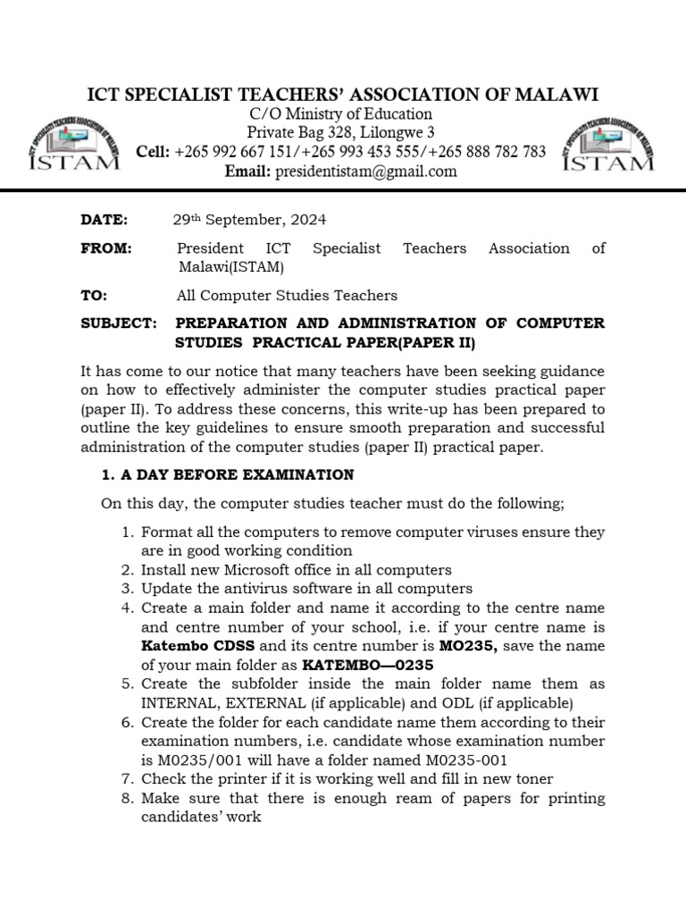 Adminstration of Paper II - IsTAM | PDF