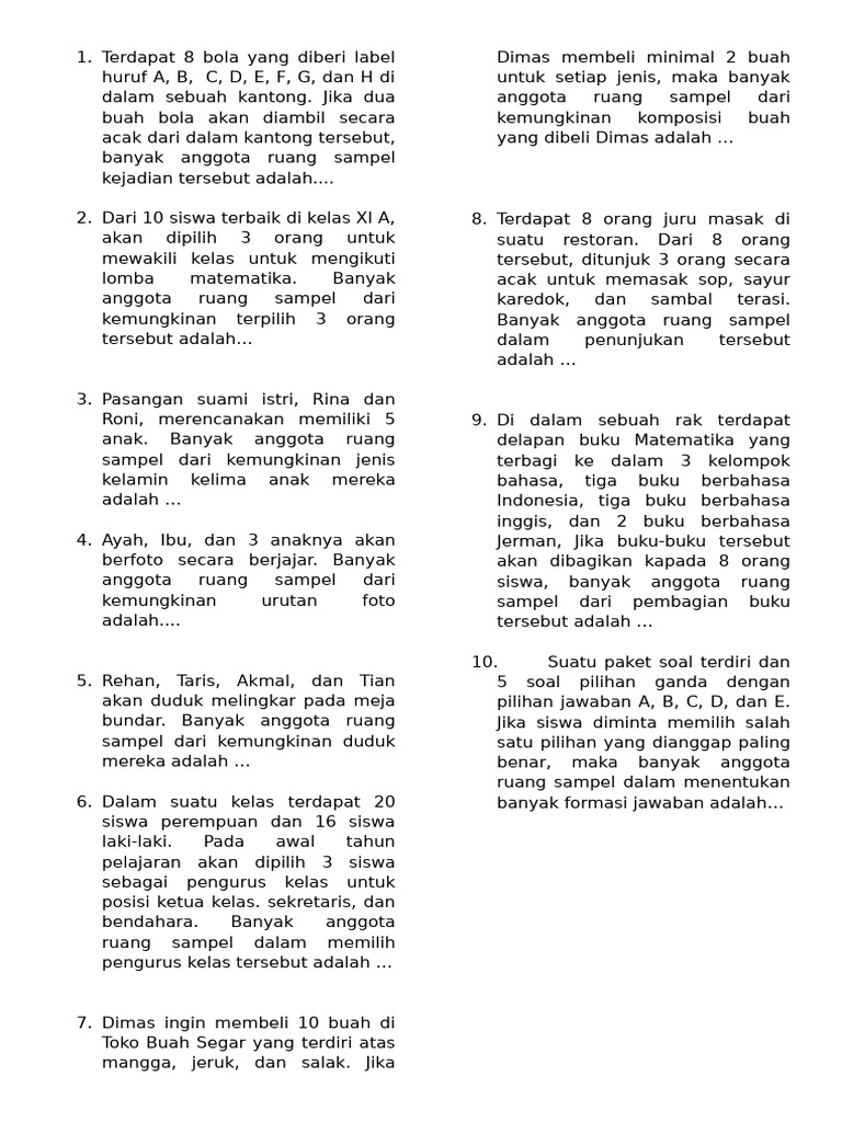 Latihan Ruang Sampel | PDF