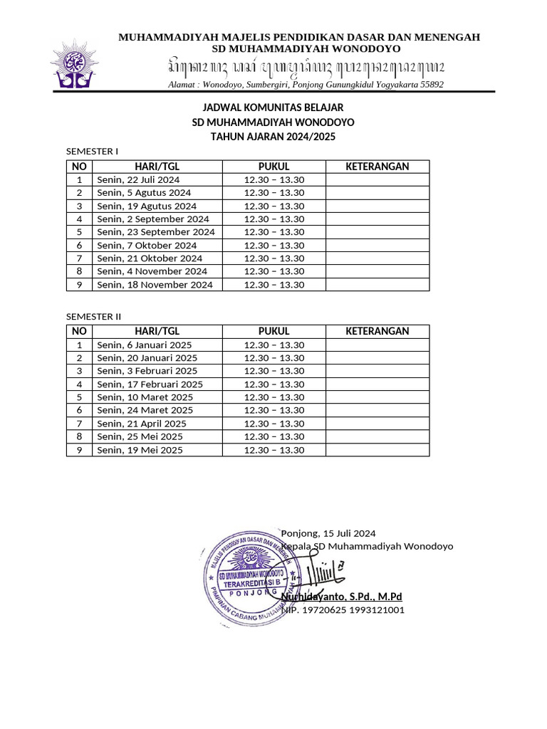JADWAL KOMBEL | PDF