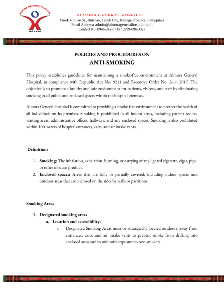 Policies and Procedures on Anti- smoking | PDF