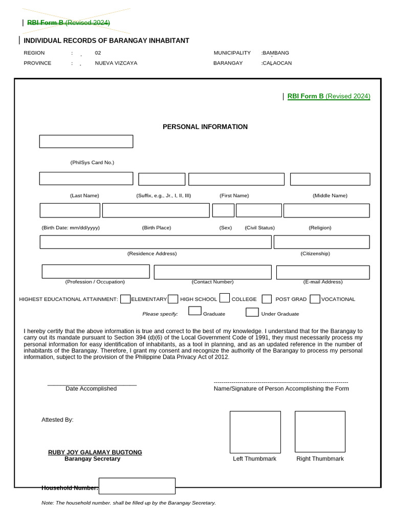 RBI-FORM-B-Individual_Revised-2024 (1) | PDF