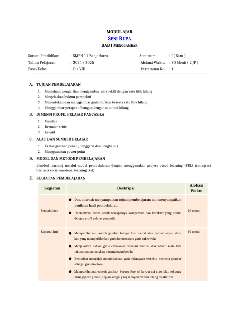 MODUL AJAR FIX Untuk Observasi | PDF
