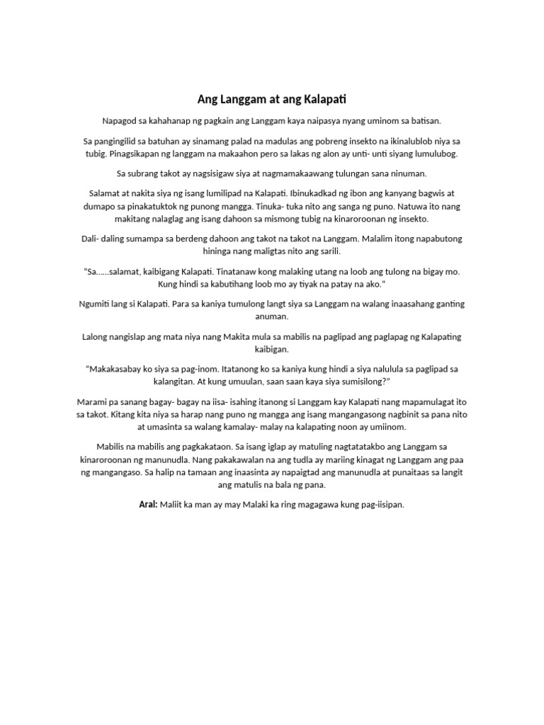 Ang Langgam at Ang Kalapati | PDF