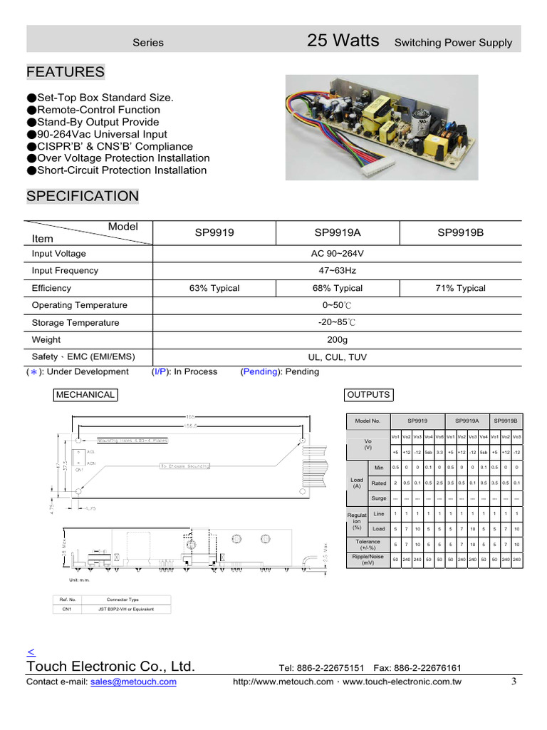 sp9919 Series | PDF