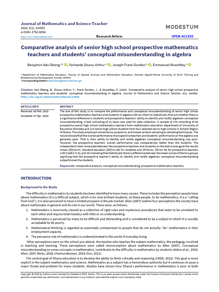 Comparative Analysis of Senior High School Prospective Mathematics ...