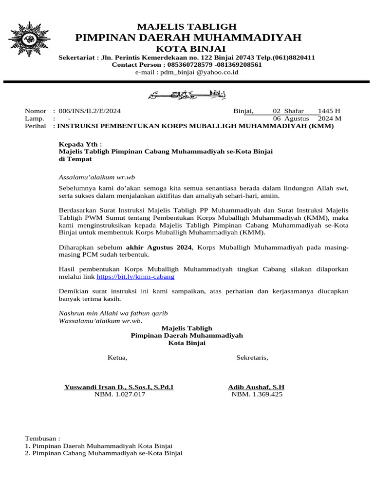 Surat Instruksi Pembentukan KMM | PDF