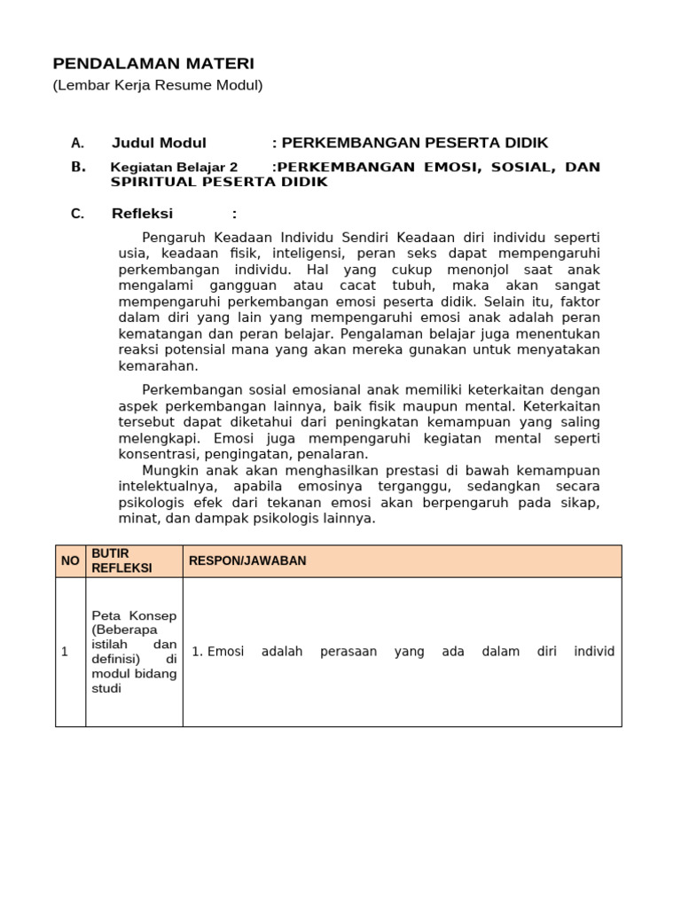 Pendalaman Materi: A. Judul Modul: Perkembangan Peserta Didik | PDF