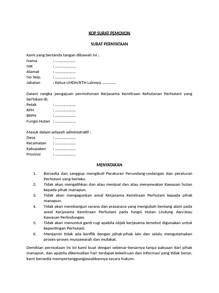 Surat Pernyataan KKP | PDF