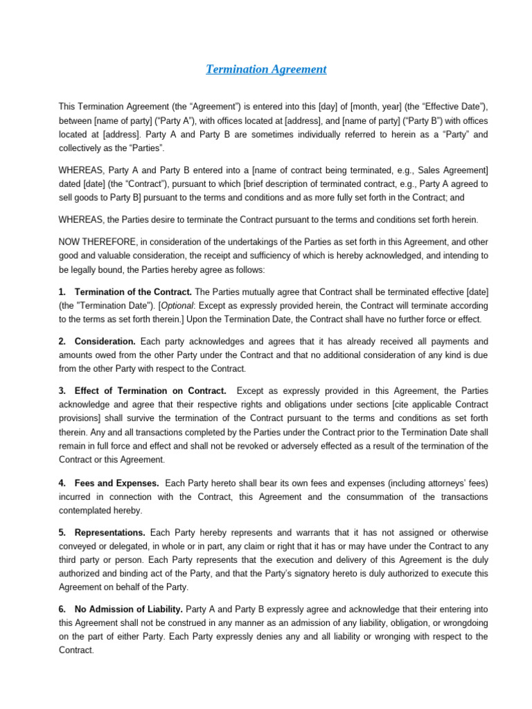 Commercial Transactions Termination Agreement | PDF