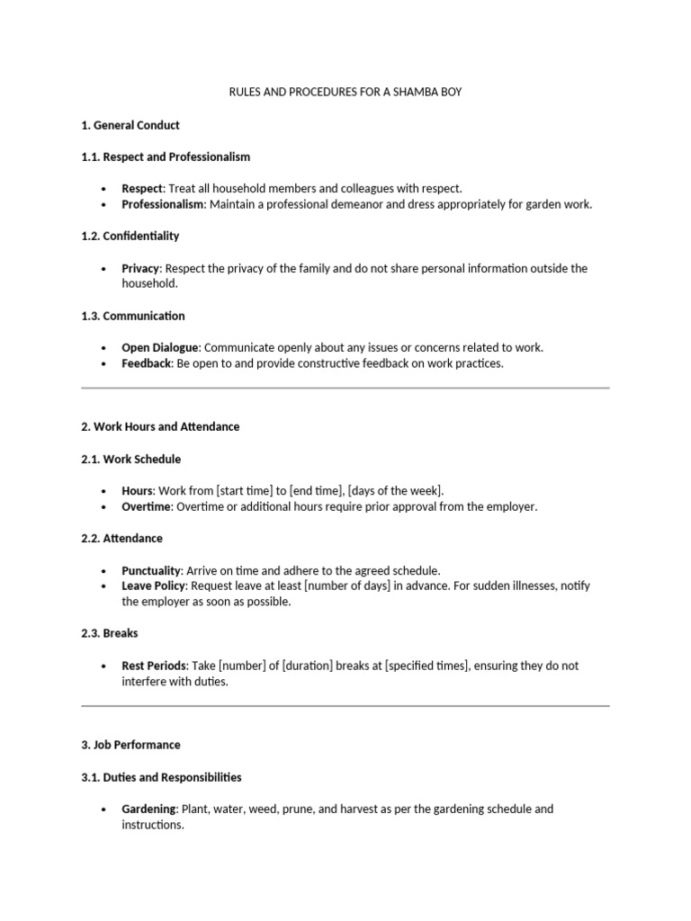 Rules and Procedures For A Shamba Boy | PDF