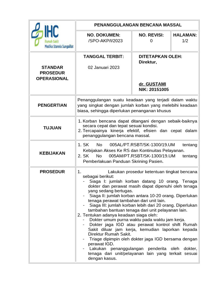 SPO Triage Bencana | PDF