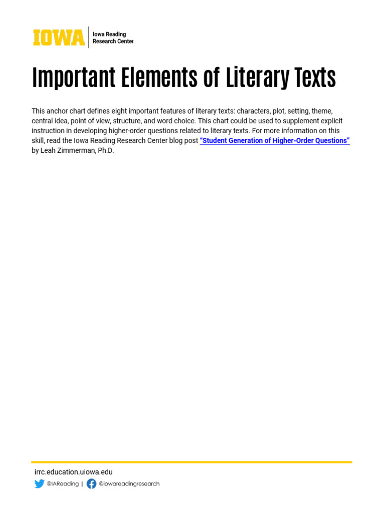 Important Elements of Literary Texts - 2023 - 0 | PDF