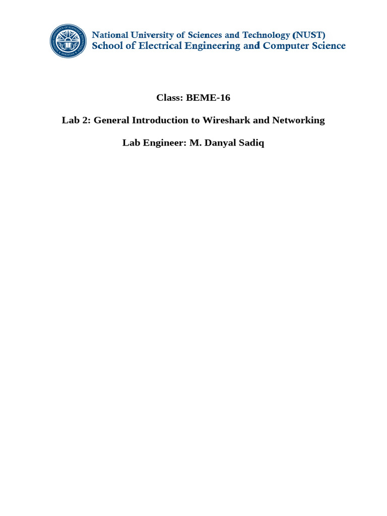 Lab 2 General Intro To Wireshark and Networking | PDF