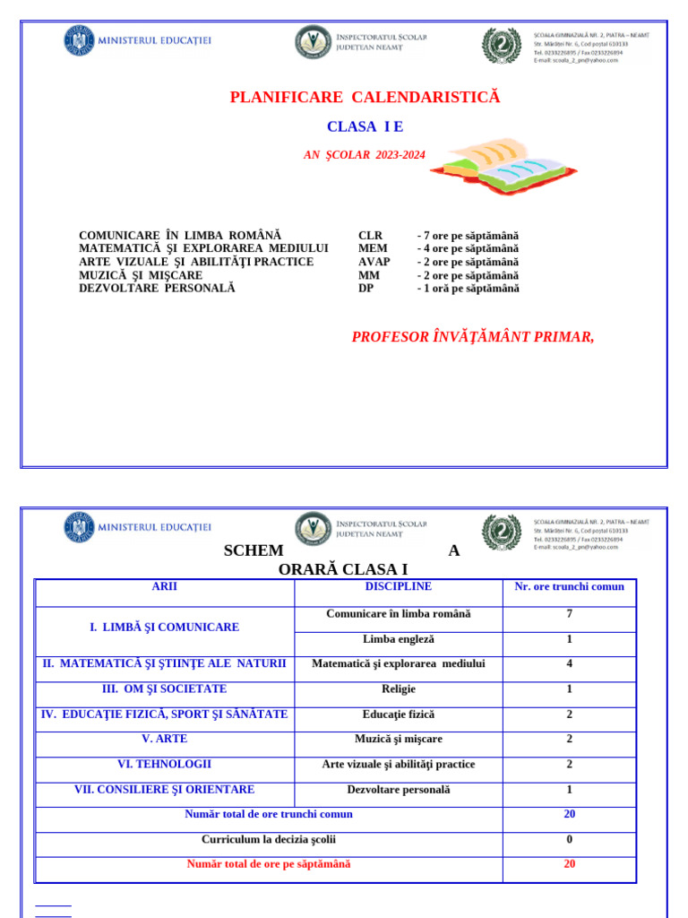 44 Planificare Calendaristica | PDF