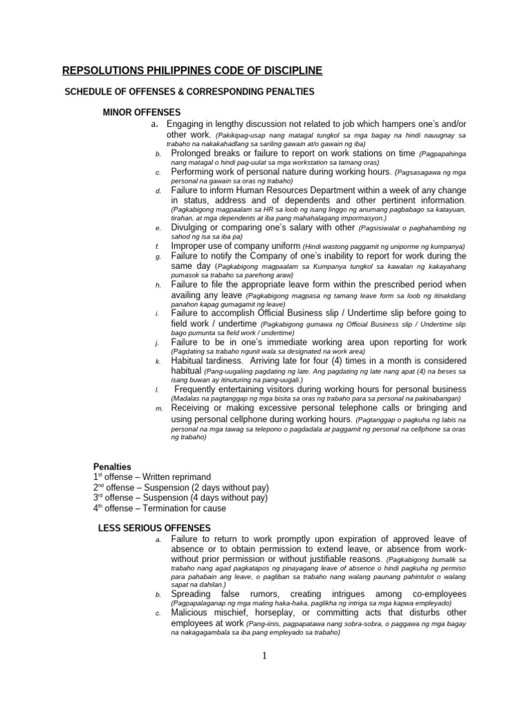 RSP CODE OF DISCIPLINE | PDF