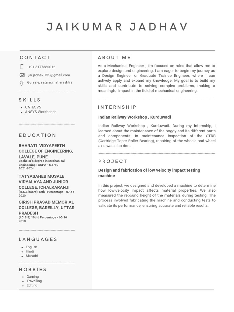 Jaikumar Jadhav Resume | PDF