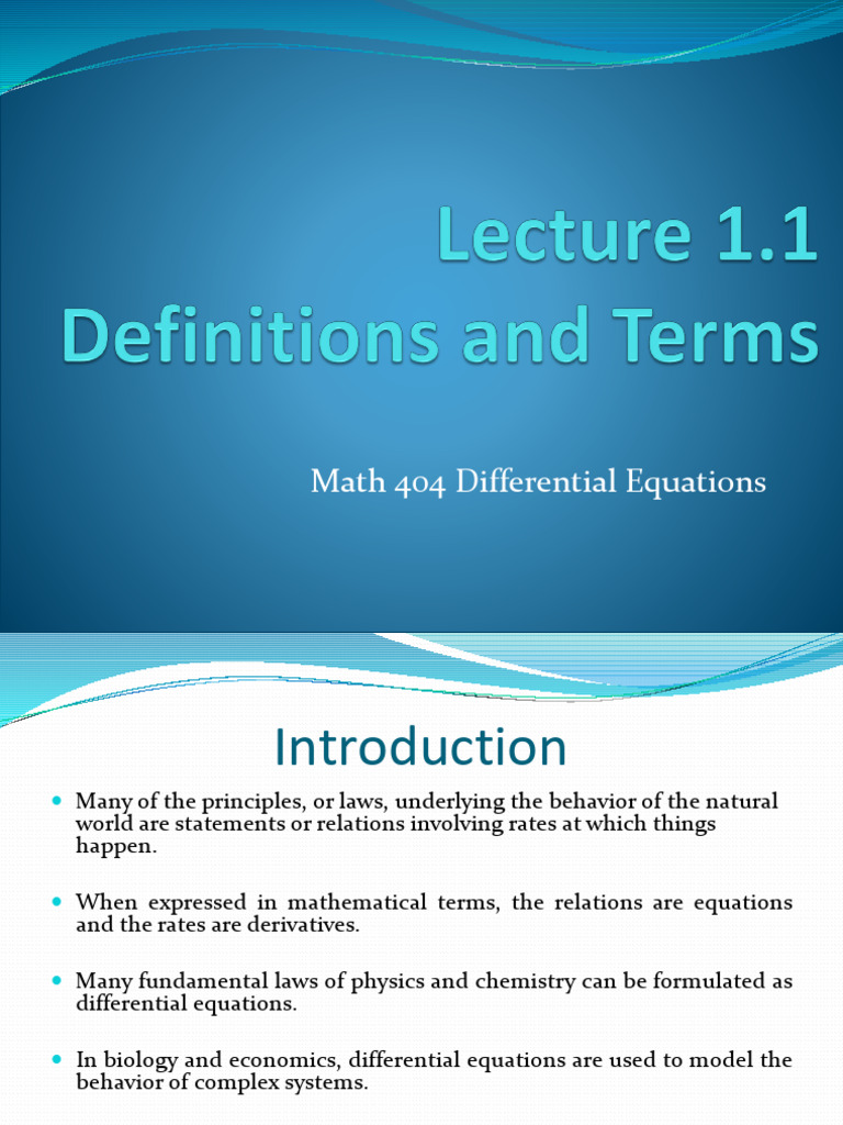 Lecture 1.1 Definitions and Terms | PDF