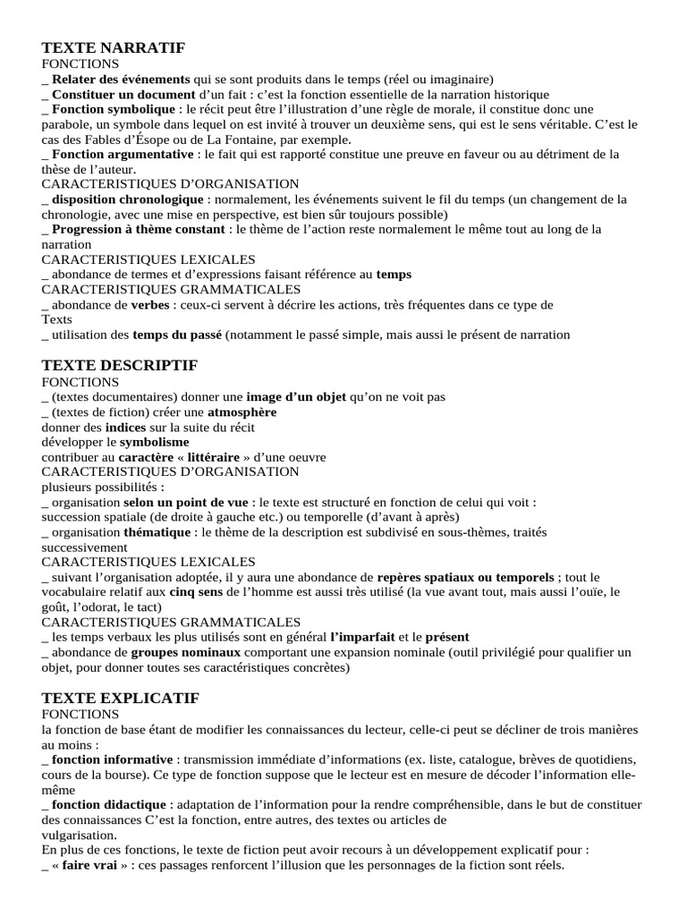 TEXTE NARRATIF, Explicatif, Argumentatiif......... | PDF