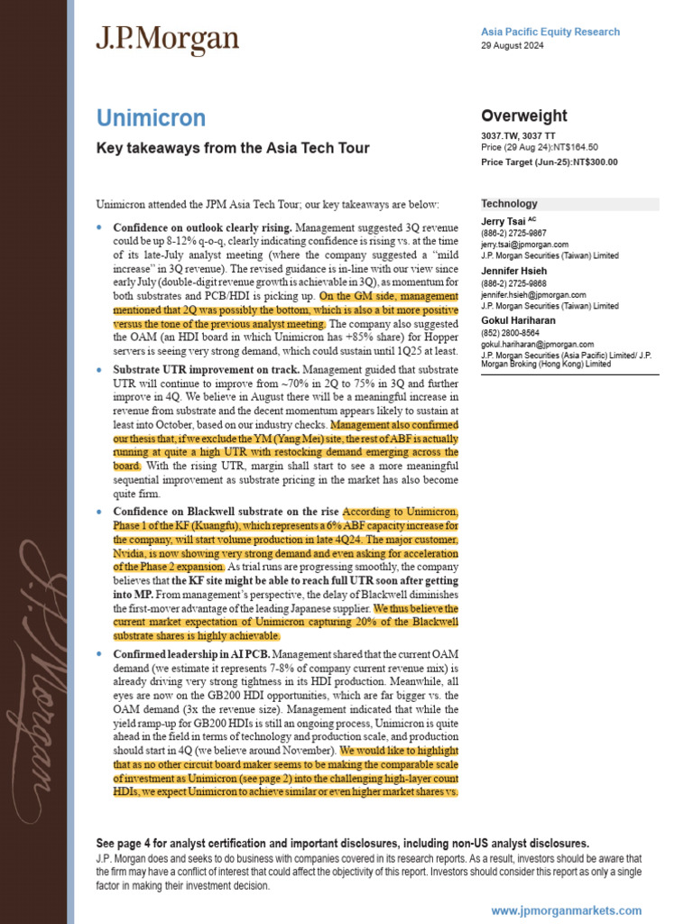 20240830-jp Unimicron 0829 | PDF