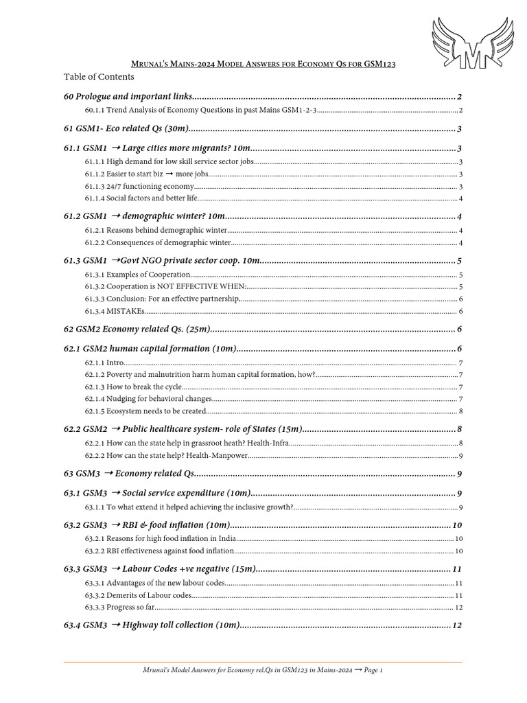 Mains Model Ans Eco 2024 Mrunal-1 | PDF