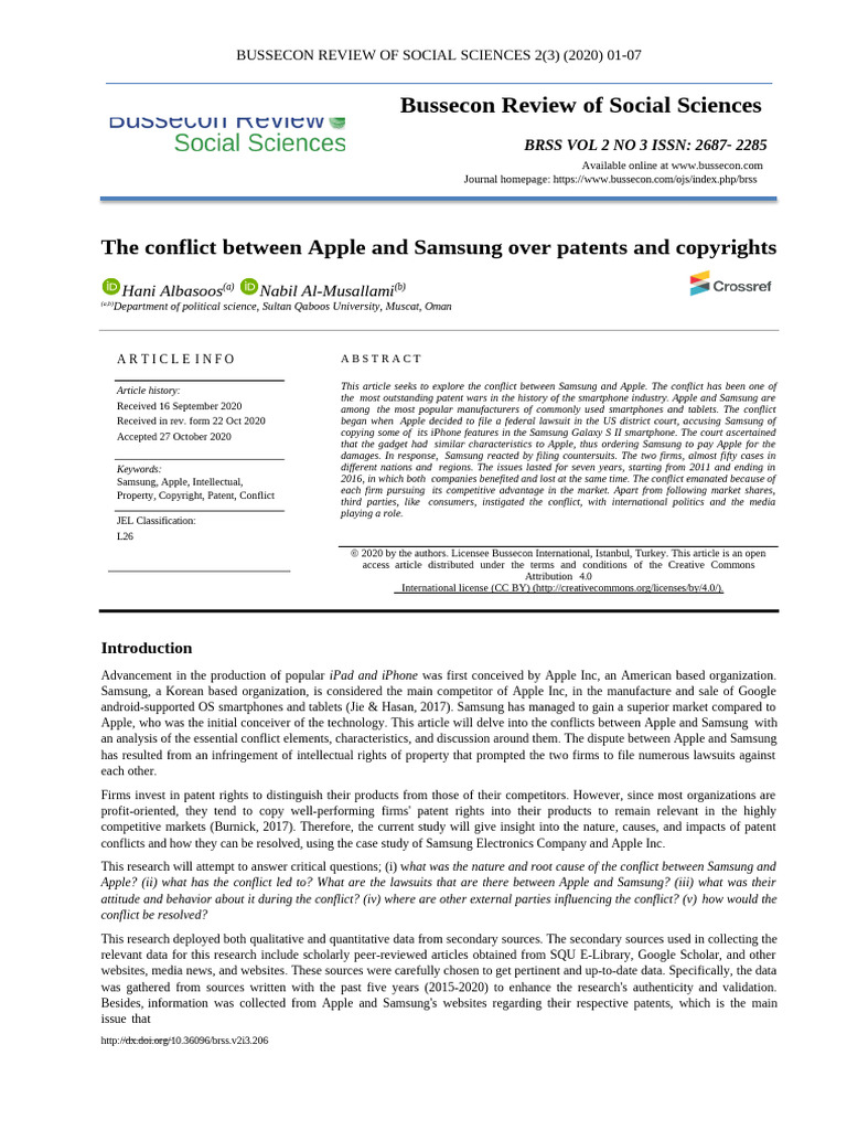 The Conflict Between Apple and Samsung Over Patent | PDF