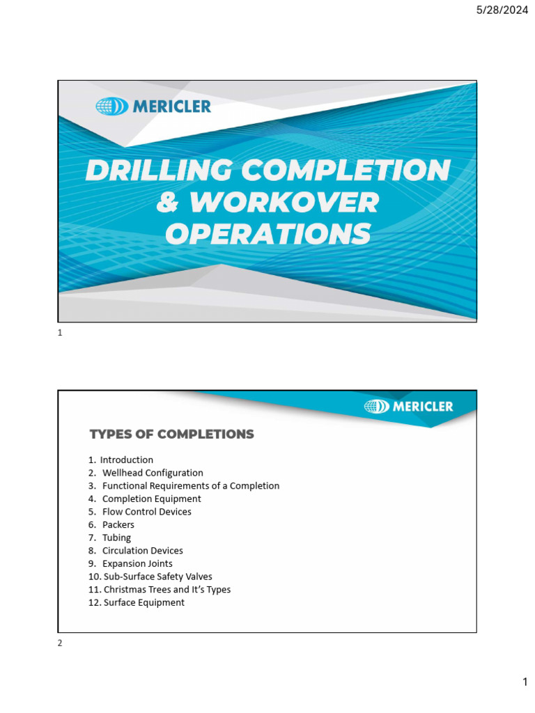 Drilling Completion Workover Operations | PDF