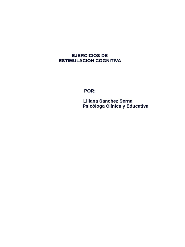 Cuaderno de Estimulacion Cognitiva Bloque 1 | PDF Cuaderno de Estimulacion Cognitiva Bloque 1 | PDF
