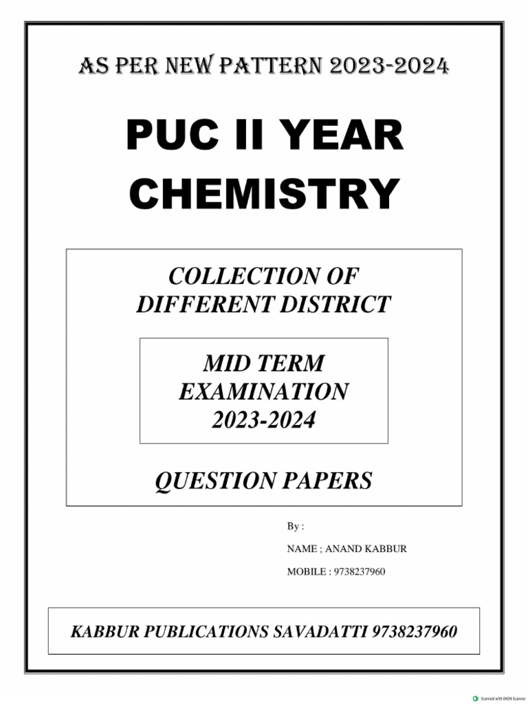 Chem PU2 Mid Term ALL District QP-2023 | PDF