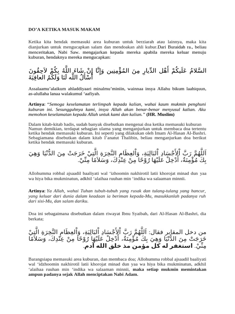 Do'a Masuk Makam | PDF