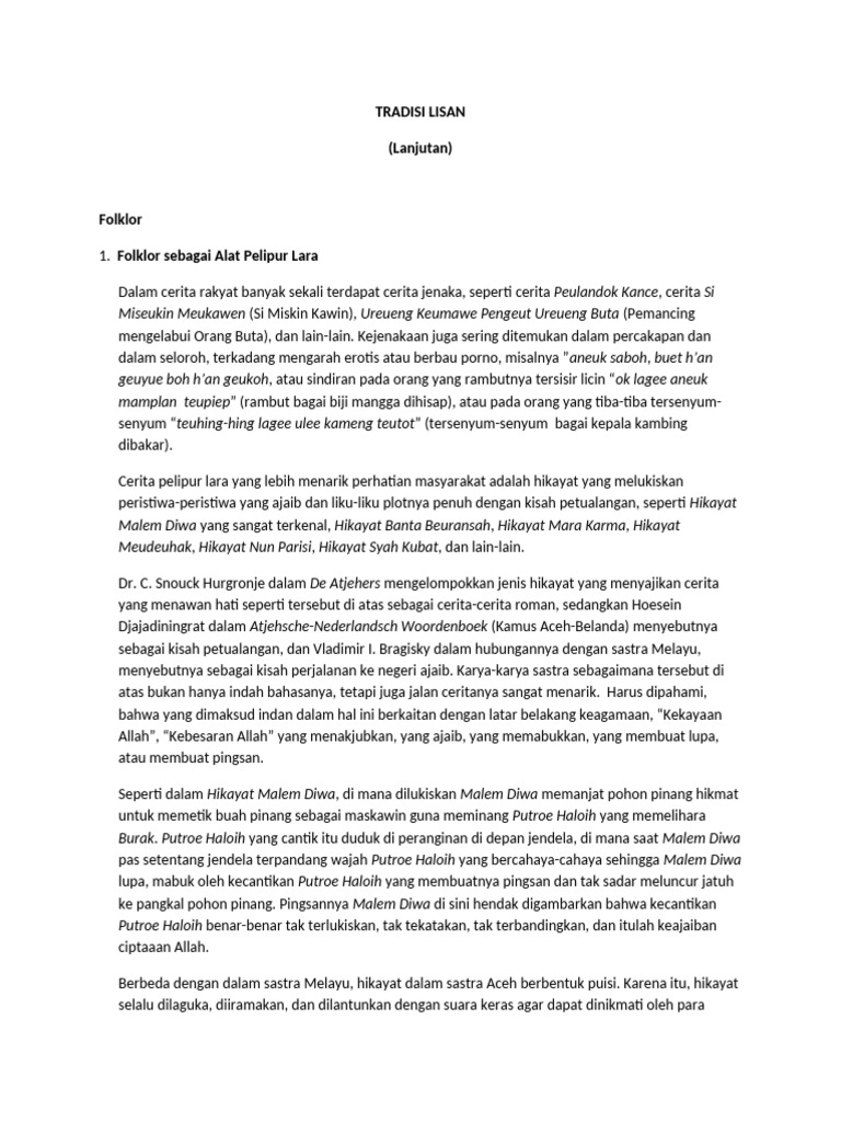 Sastra Lisan 13 | PDF