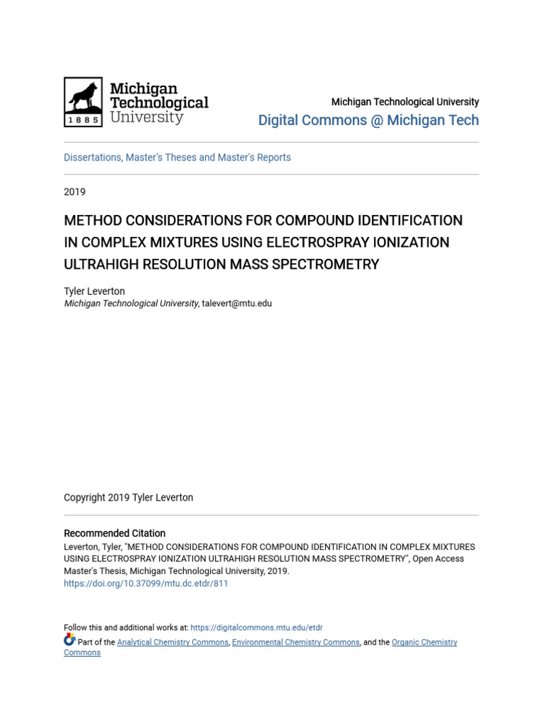 Compound Identification in Complex Mixtures Using ESI-UHR MS (T ...