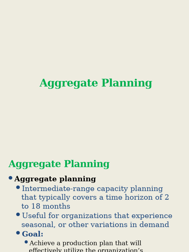 Aggregate Planning and Master Scheduling | PDF