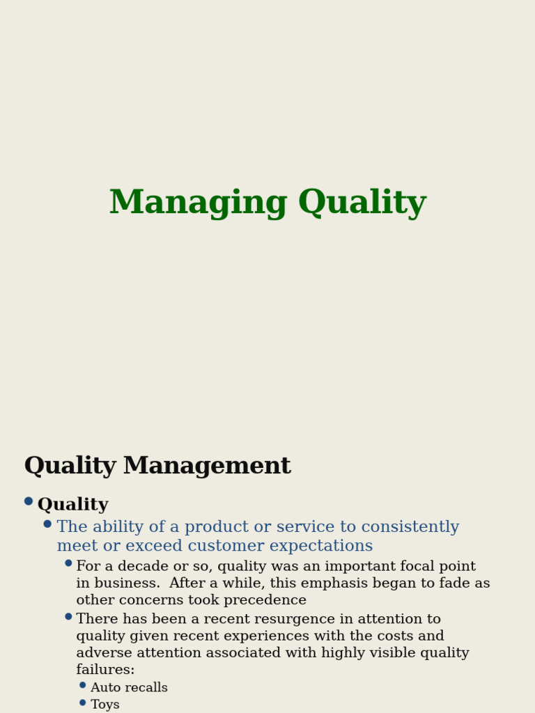 Managing Quality | PDF