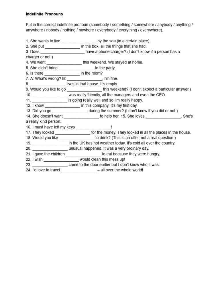 Indefinite Pronouns | PDF
