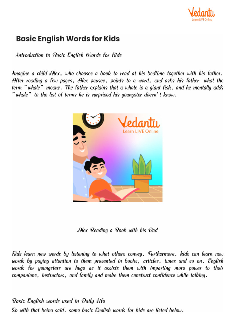 Basic English Words For Kids | PDF