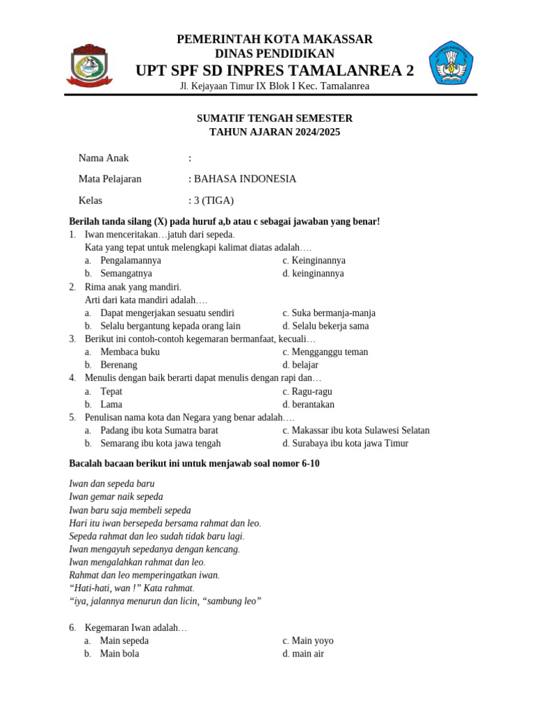 Uts B.indo Kls 3 - 094756 | PDF