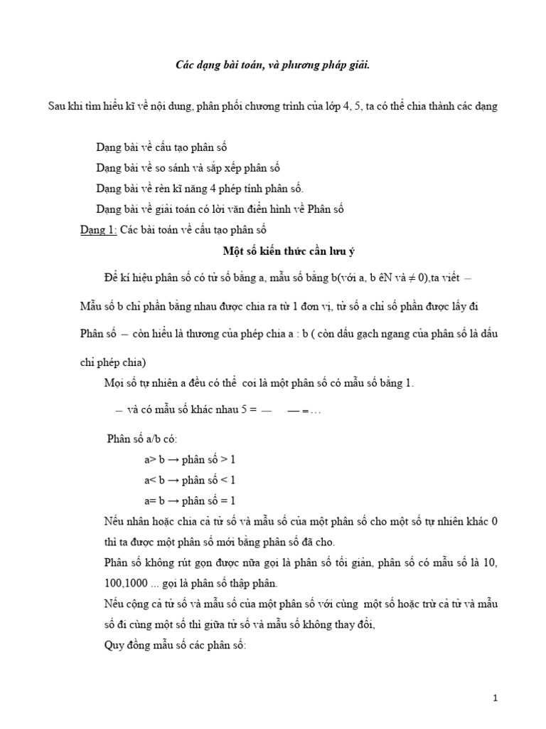 Mot So Dang Toan Ve Phan So Lop 5 | PDF