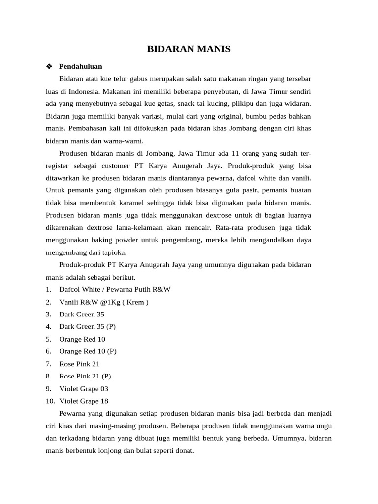 Bidaran Manis | PDF