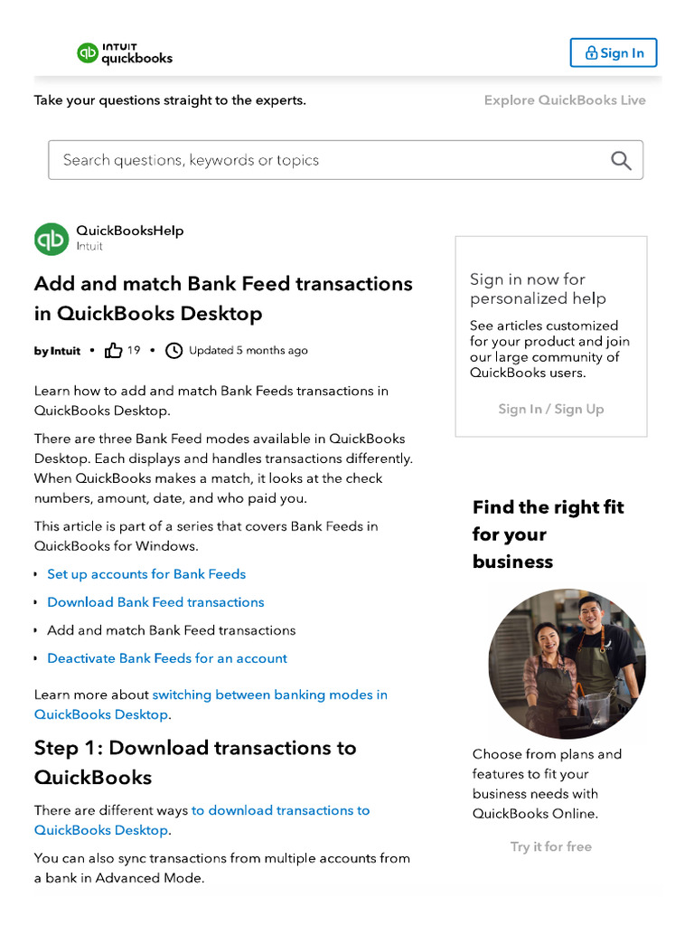 QB Tour - Bank Feeds | PDF