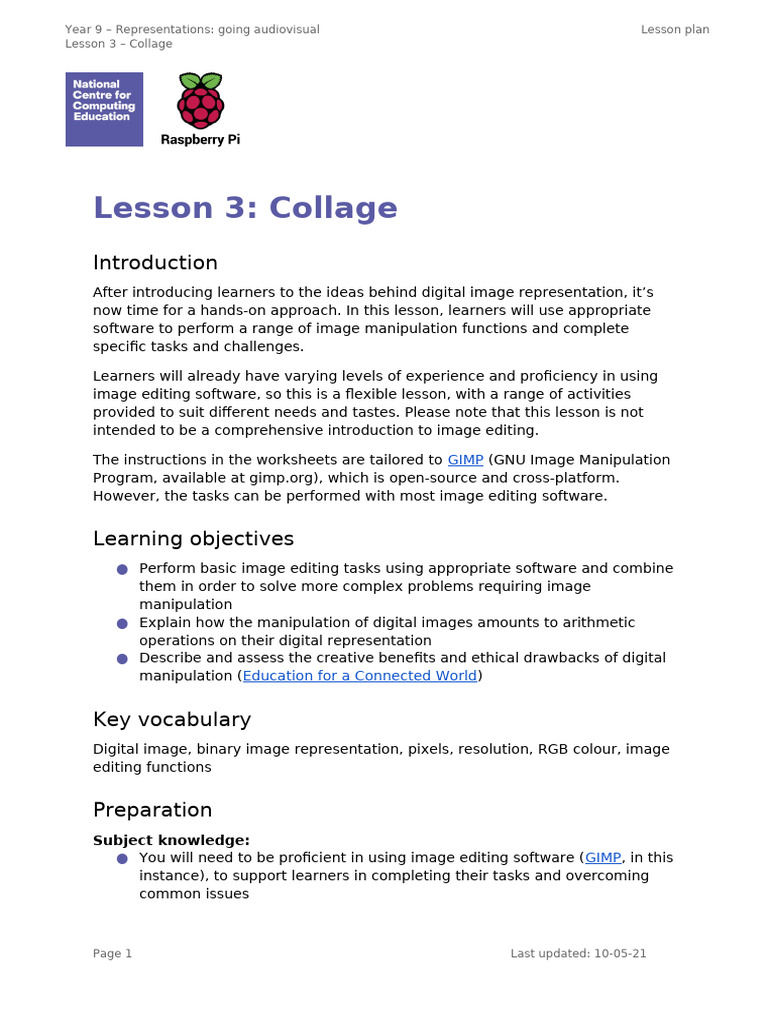 L3 Lesson Plan - Representations - Going Audiovisual - Y9 | PDF