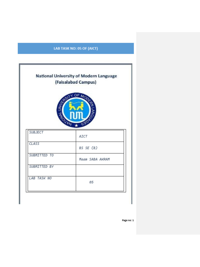 AICT Task No 5 | PDF