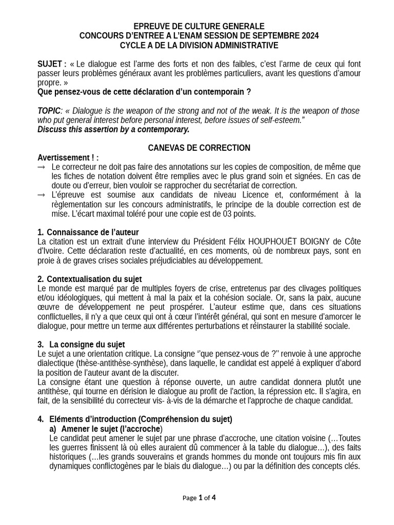 Canevas de Correction Da-A Cg 2024 | PDF