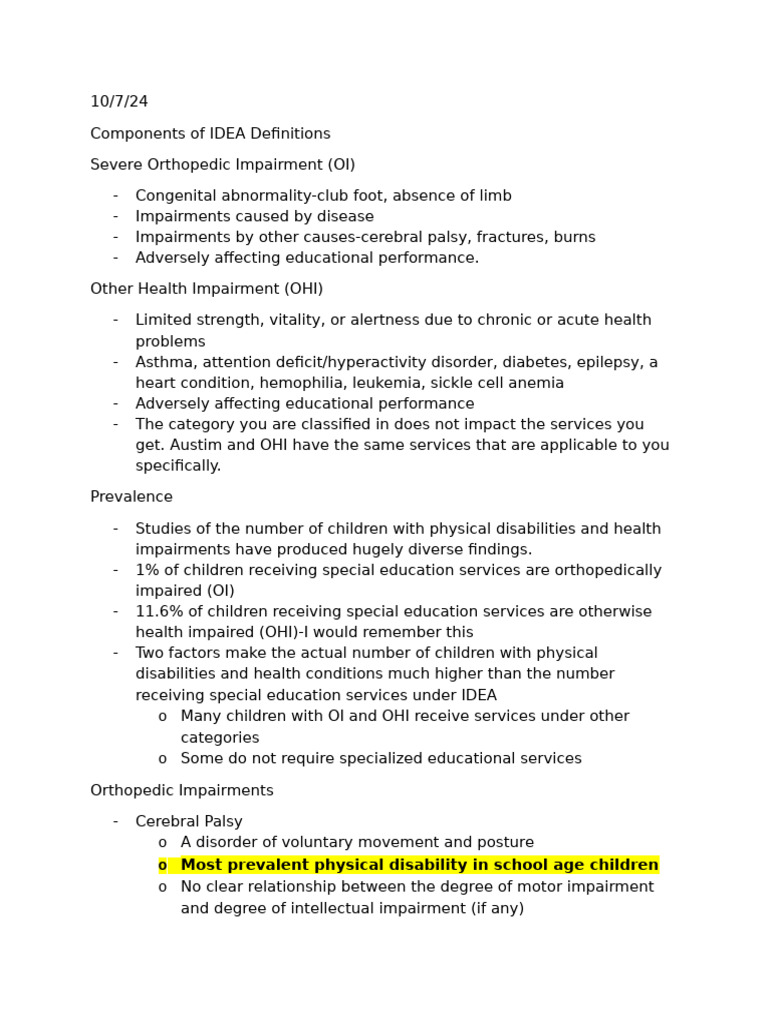 Intro To Special Education Notes | PDF