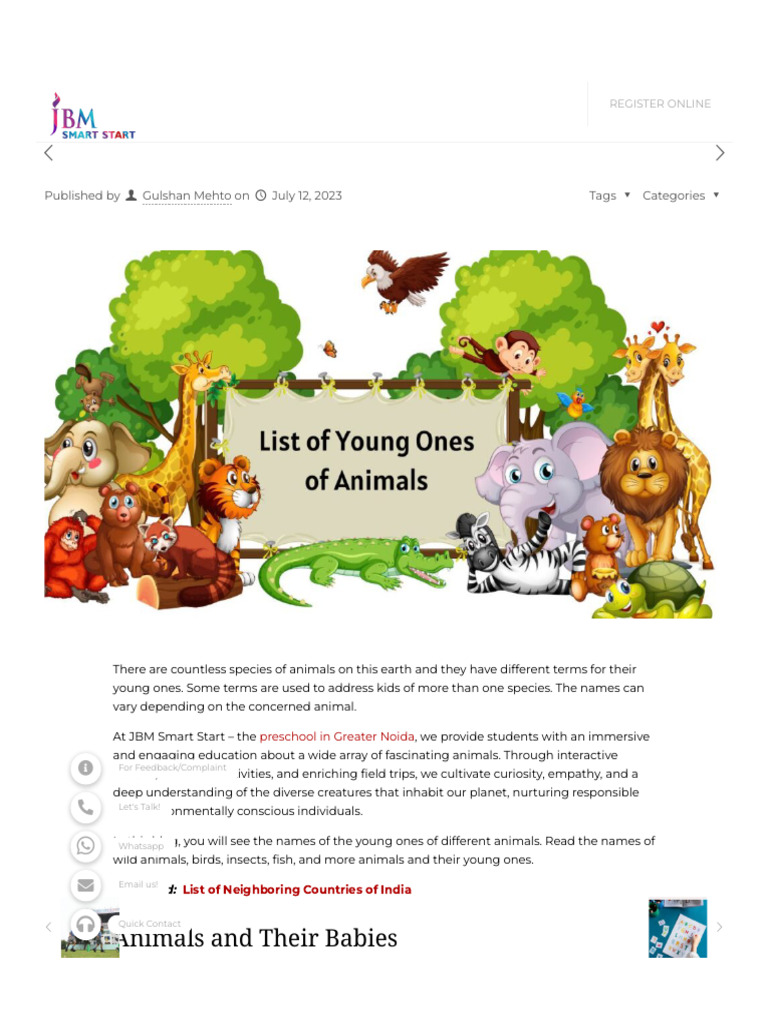List of Young Ones of Animals - Animals and Their Babies | PDF