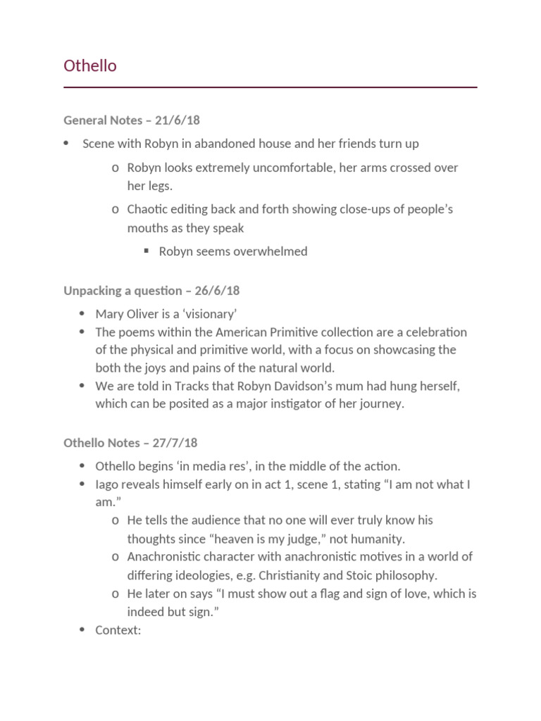 2019-P-EA-Detailed-Othello-Notes-Jarden-Smith | PDF