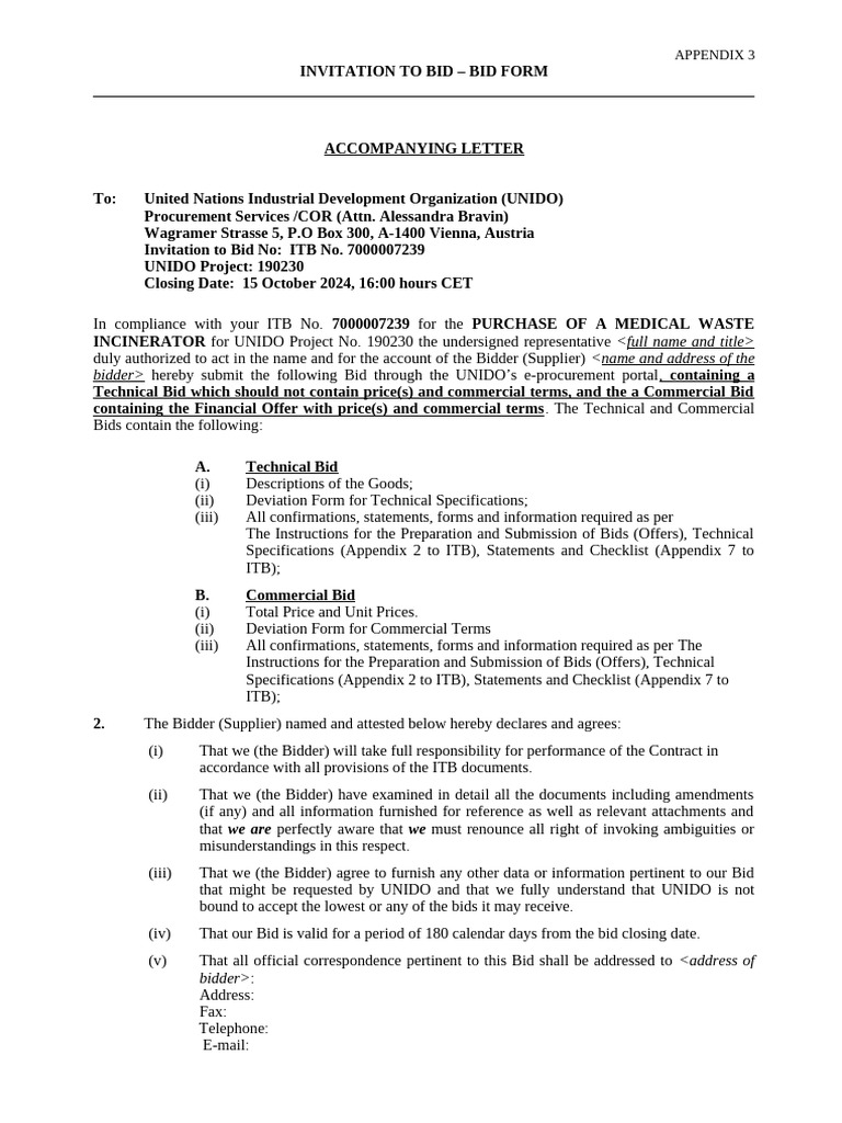 Appendix 3 - Bid Form 1 - Tech and Comm | PDF | Combustion | Air Pollution