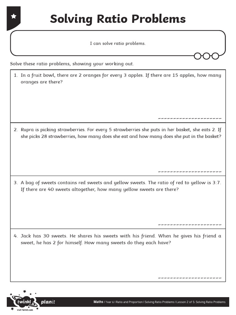 Differentiated Solving Ratio Problems Activity Sheet | PDF